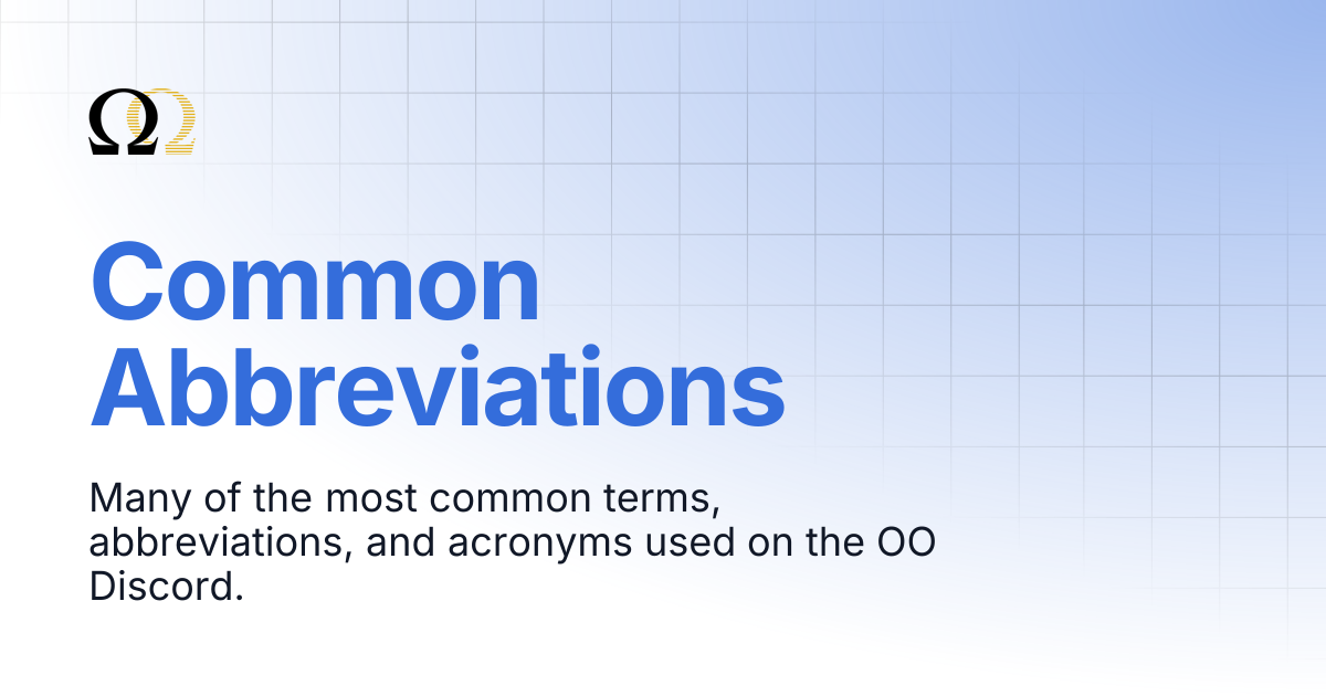 Common Abbreviations | Option Omega Documentation